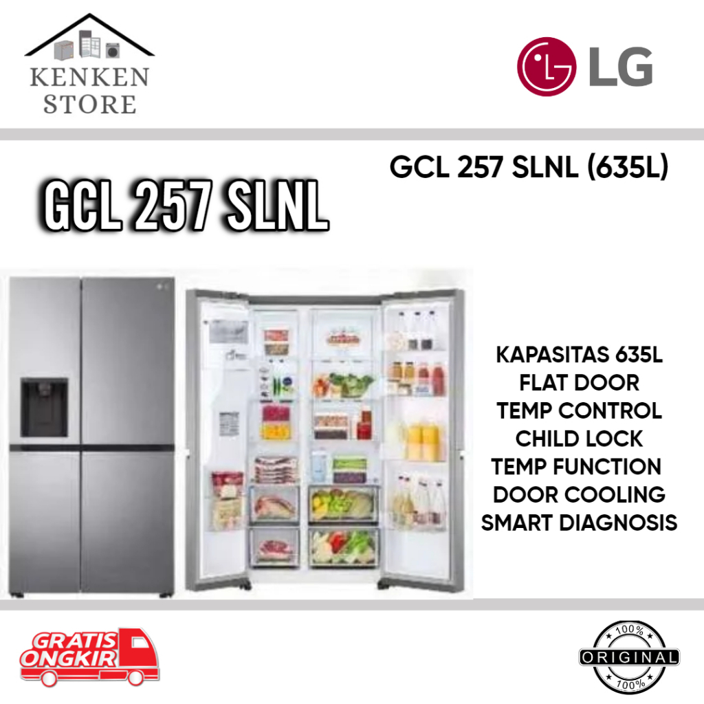 Jual KULKAS LG SIDE BY SIDE 2 PINTU GC-L257SLNL KULKAS SIDE BY SIDE INVERTER GCL257SLNL GCL257 ...