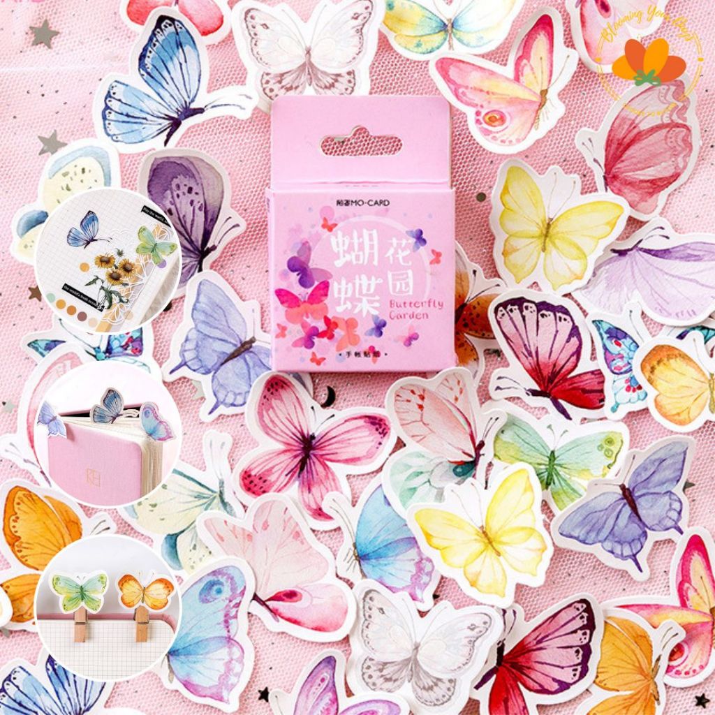 Jual 46Pcs BUTTERFLY Deco Sticker Stiker kupu kupu pastel DIY Scrapbook ...