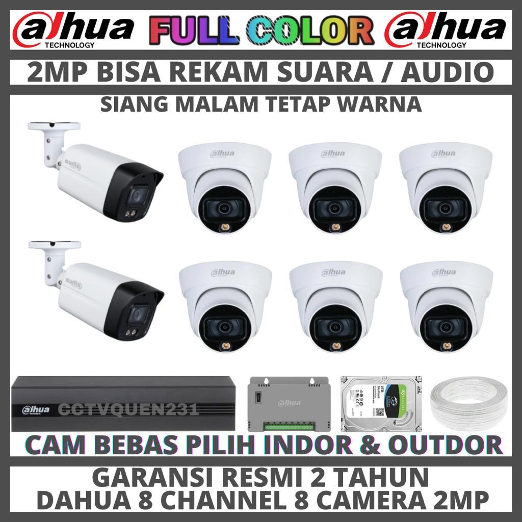 Jual PAKET CCTV DAHUA 2MP FULL COLOR 8 CHANNEL 8 KAMERA COLORVU AUDIO ...