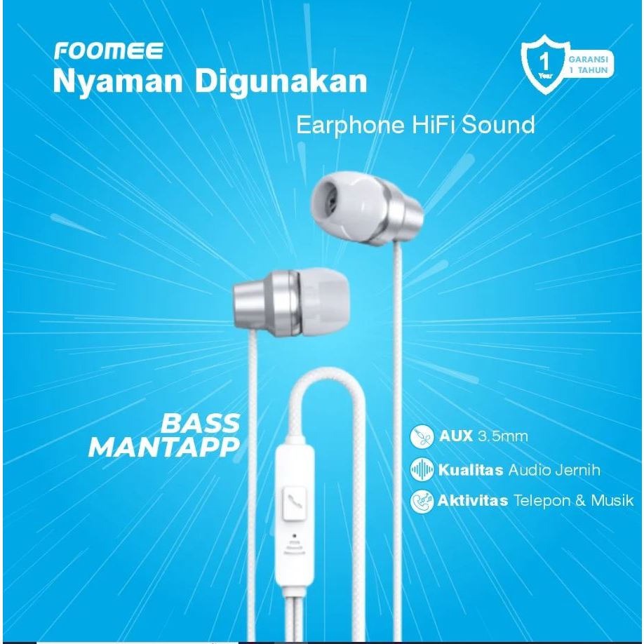 Jual Headset Earphone Handsfree Foomee QA44 Earphone/Headset In Ear ...