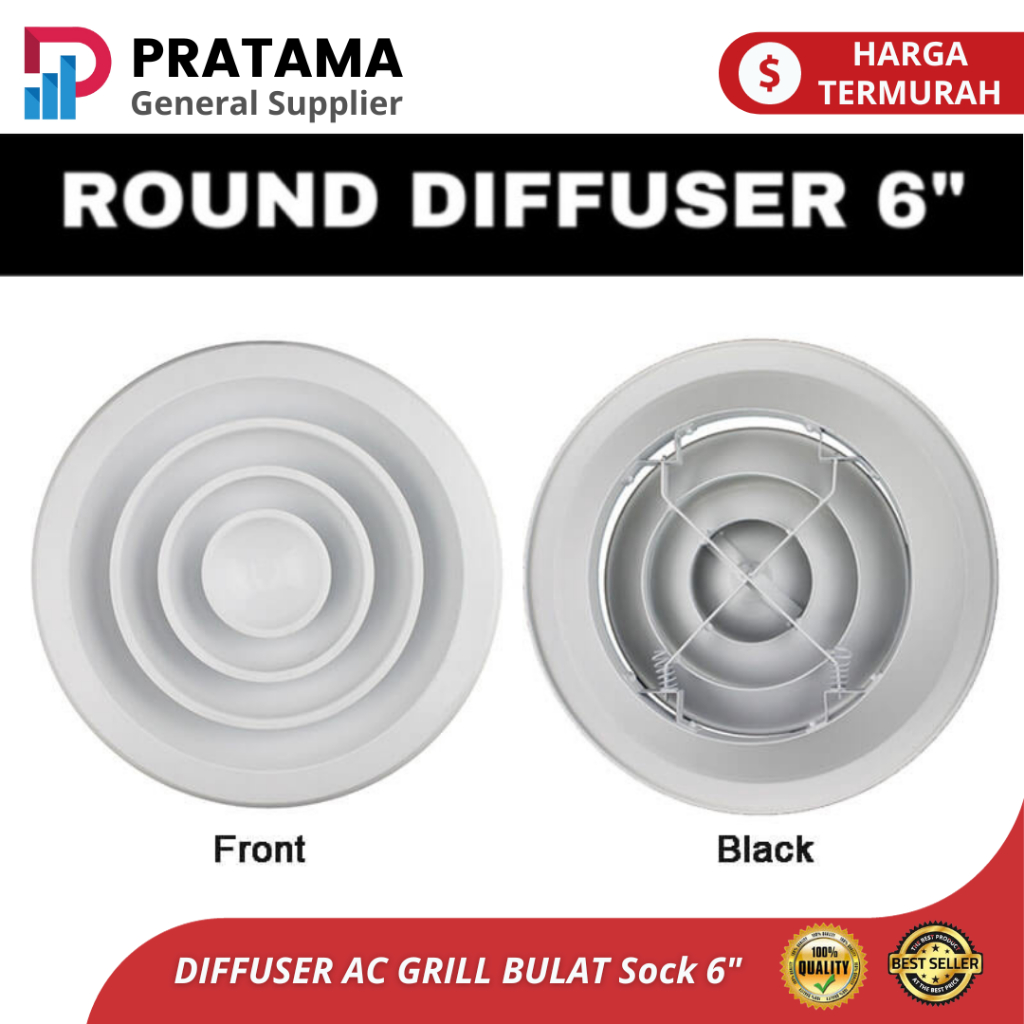 Jual DIFFUSER AC GRILL BULAT Sock 6" inch Grille Difuser natural ...