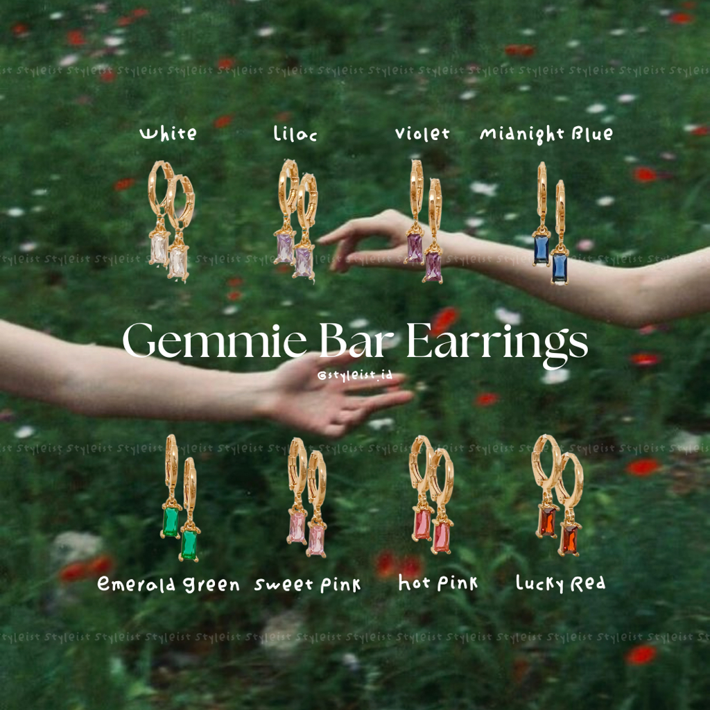 Jual Huggies Gemmie Bar Earrings | 14K- 18K Plated Gold, Sterling ...
