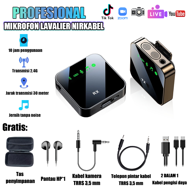 Jual Tech Wireless Microphone Professional Pengurangan Kebisingan Dobel ...