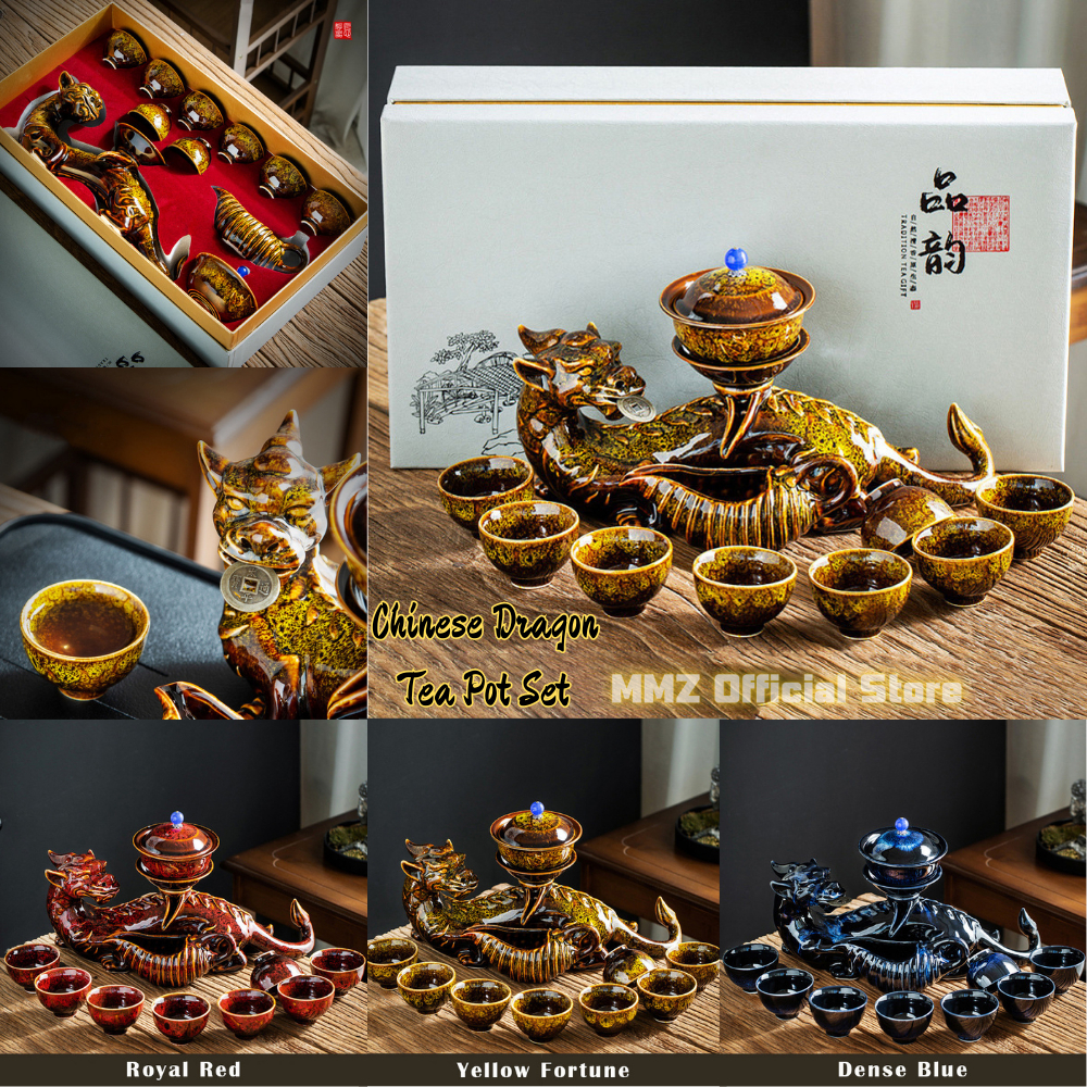 Jual Chinese Dragon Tea Pot Set Premium Ceramic 10 in 1 | Shopee Indonesia
