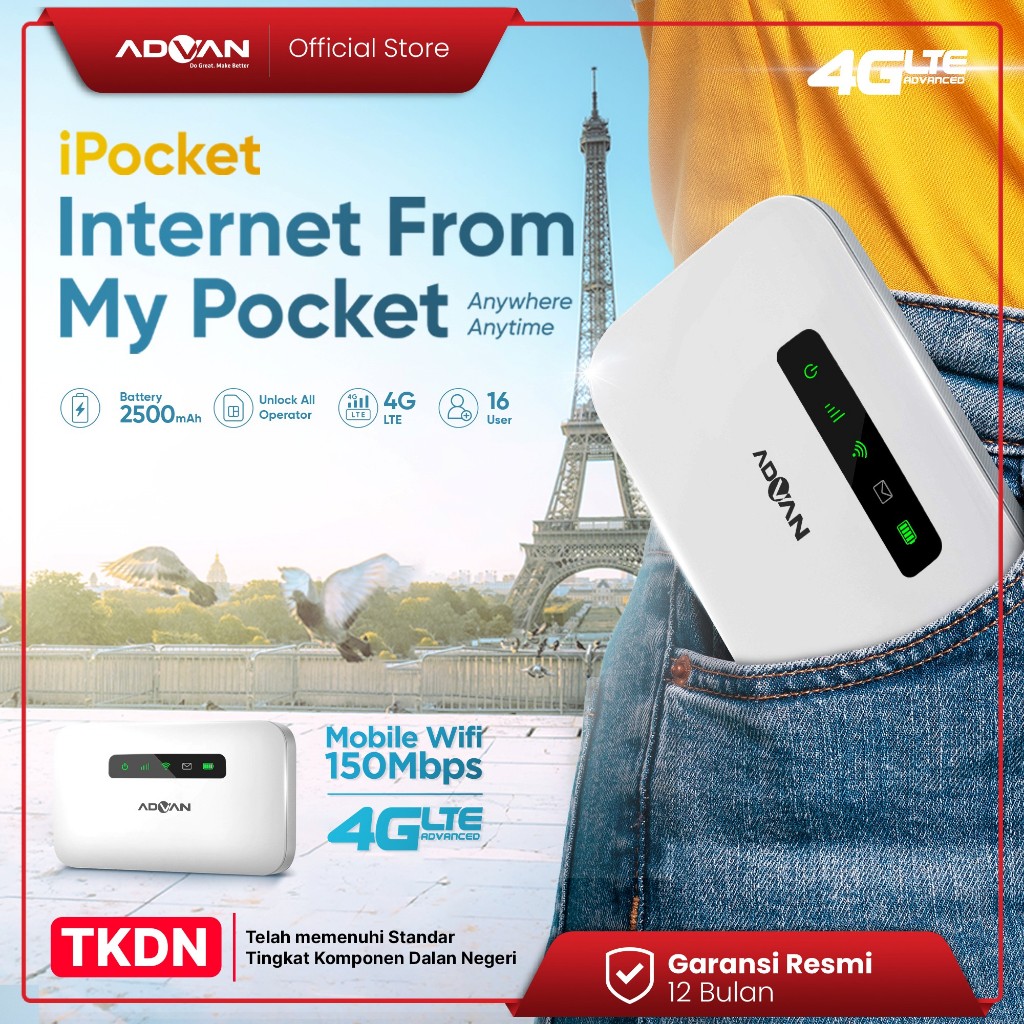 Jual ADVAN Modem Travel Wifi Ipocket MIFI MF01 Portable Unlock All ...