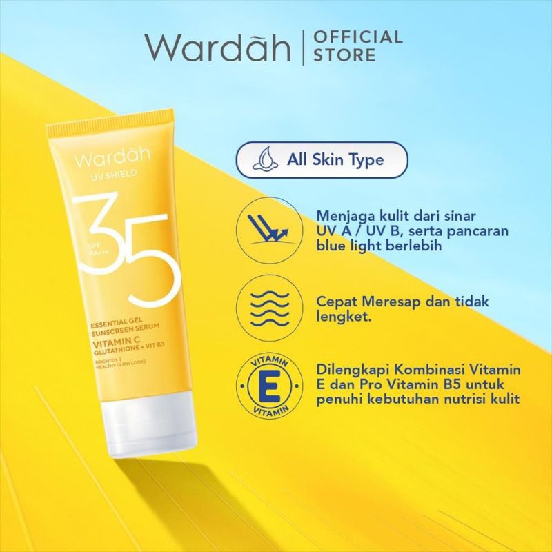 Jual WARDAH UV SHIELD ESSENTIAL SUNSCREEN GEL SPF 35 - 40ML (KEMASAN ...