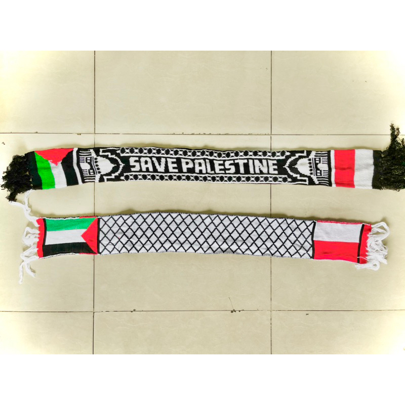 Jual Syal Bendera Palestina dan Indonesia hitam putih Free Palestine ...