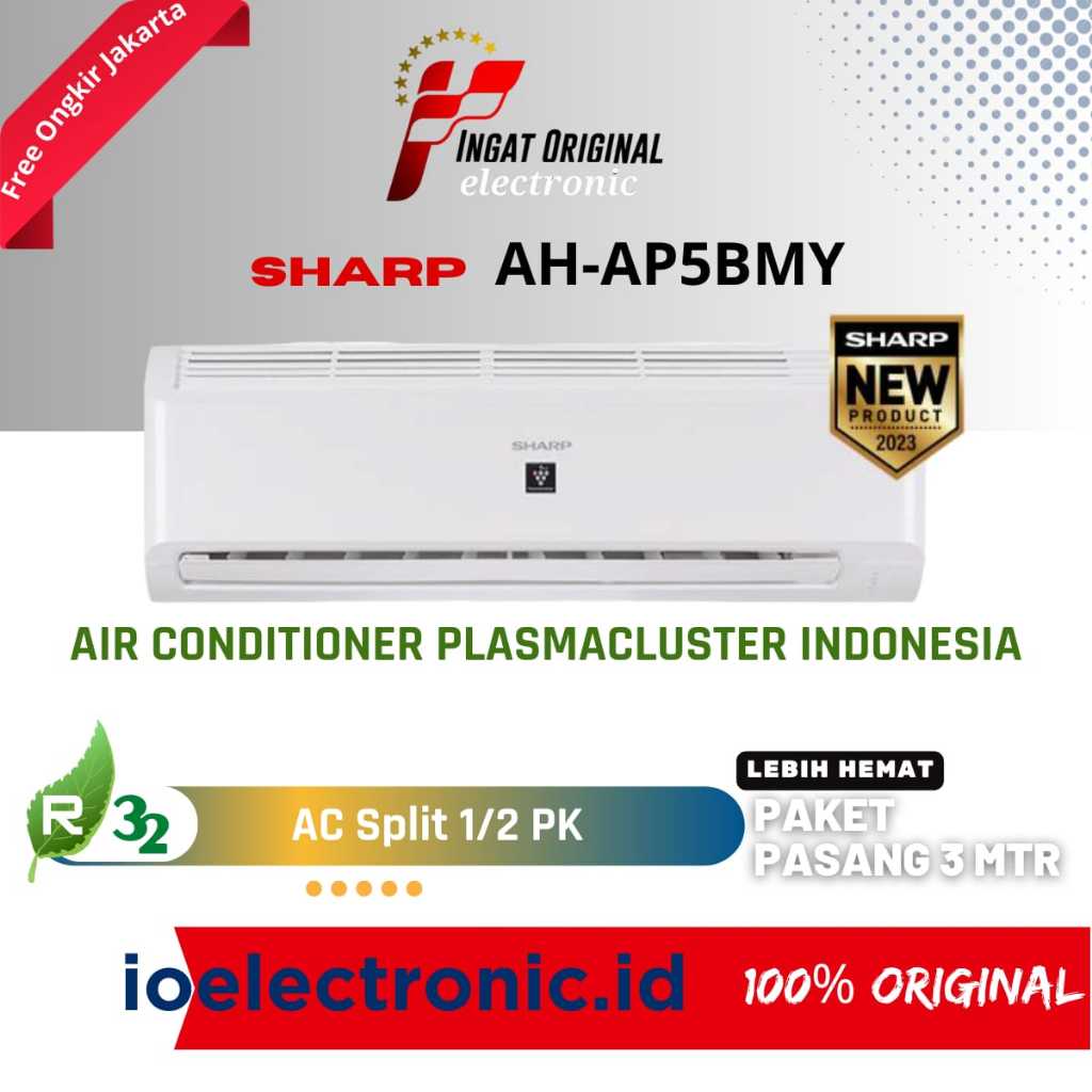 Jual AC SHARP 1/2 PK AH-AP5BMY PLASMA CLUSTER NEW R32 FREE PASANG+ACESORIES MURAH | Shopee Indonesia