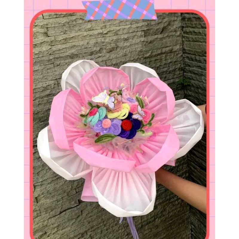 Jual Buket kawat bulu bentuk bulat, buket wisuda, buket bunga | Shopee ...