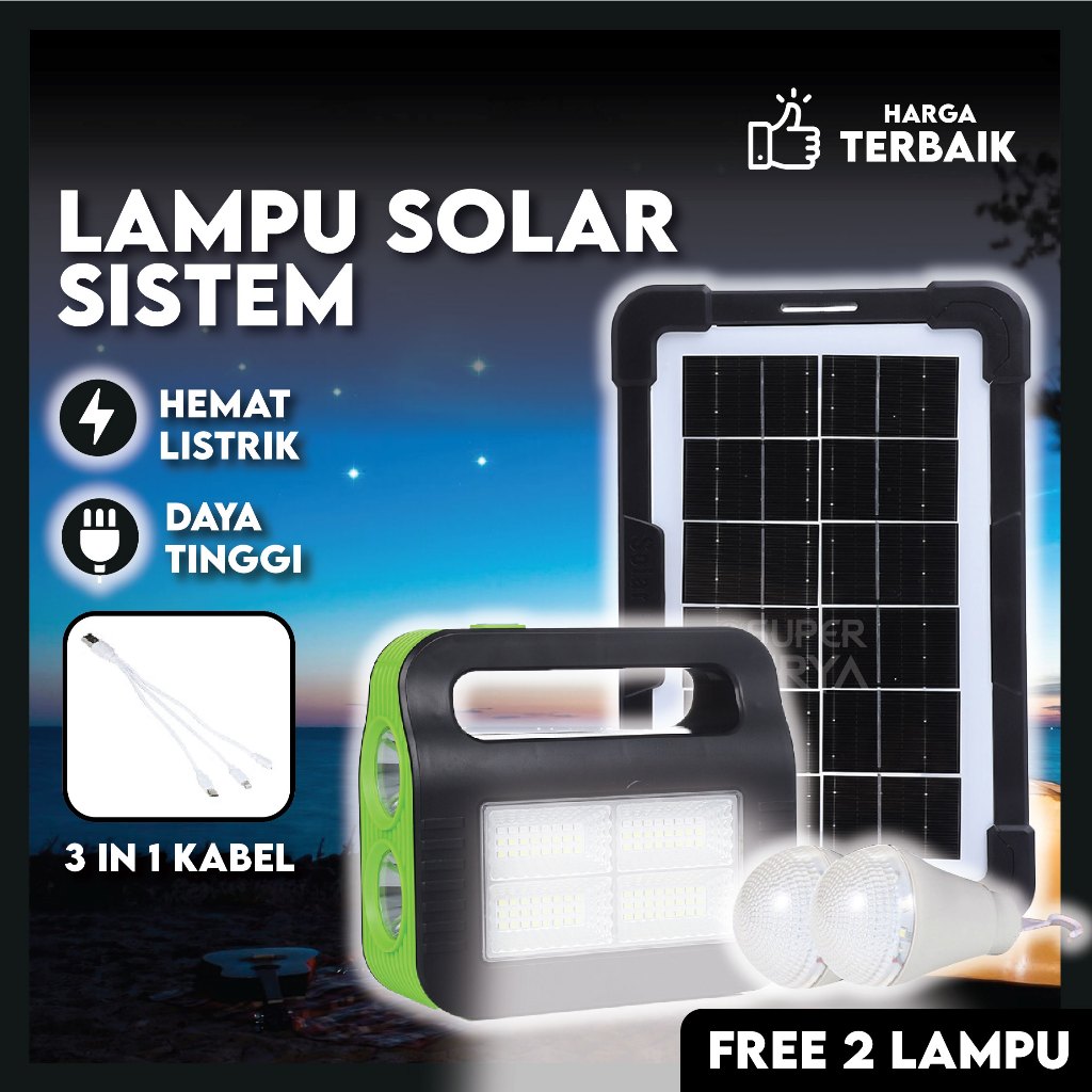 Jual Lampu Solar Panel Cell Sistem 10000mAh LED Emergency Powerbank ...