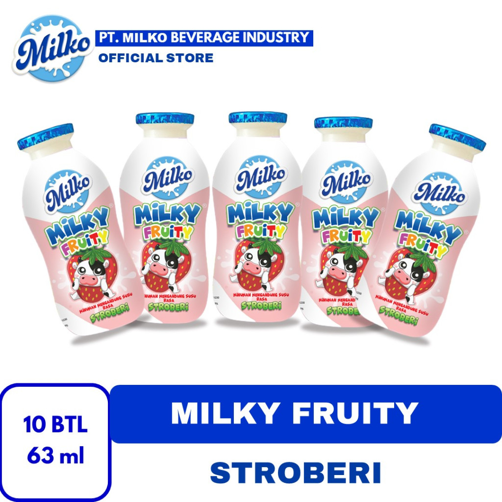 Jual MILKY FRUITY STROBERI Minuman Susu 80 ml isi 10 botol | Shopee ...