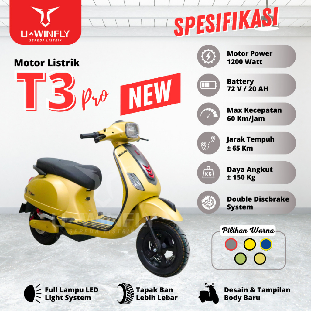 Jual Sepeda Motor Listrik Uwinfly T3S Pro Vespa | Shopee Indonesia