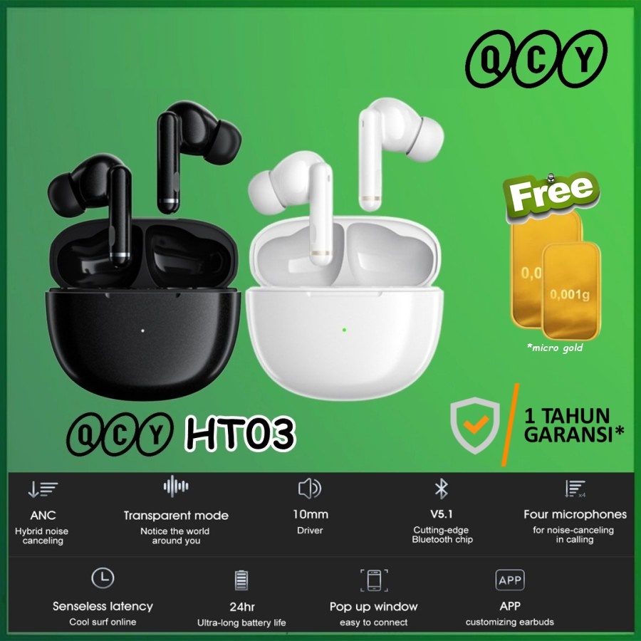 Jual QCY HT03 Active Noise Canceling Wireless Earphone TWS ANC HT 03 | Shopee Indonesia