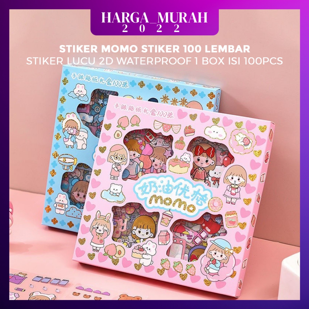 Jual STIKER MOMO STIKER 100 LEMBAR STIKER LUCU 2D WATERPROOF 1 BOX ISI ...