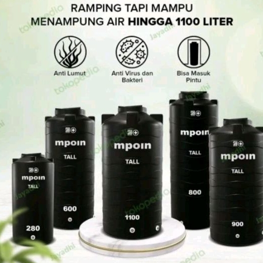 Jual Tangki Tandon Toren Air Water Turrent MPOIN Plus TALL Anti Lumut ...