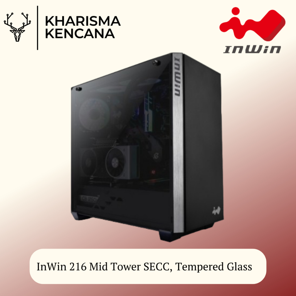Jual InWin 216 Black With Fan - Mid Tower E-ATX Tempered Glass Gaming ...