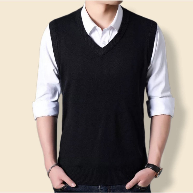 Jual One - Rompi Pria Rajut Korea Vneck Knit Vest / Vest Rompi Rajut ...