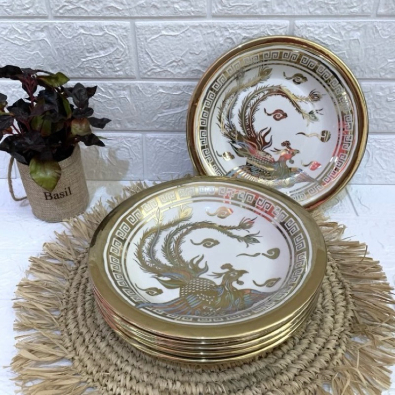 Jual Piring Keramik Mewah Gold Bird Keramikindo 6 PCS | Shopee Indonesia