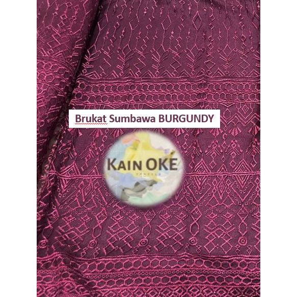 Jual ½ meter motif sumbawa BURGUNDY PREMIUM Kain Brukat / Brokat Kain ...