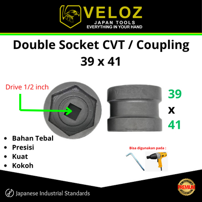 Jual Veloz Mata Kunci Sok Ganda CVT 39x41 mm Double Socket Coupling 1/2 DR CRV | Shopee Indonesia