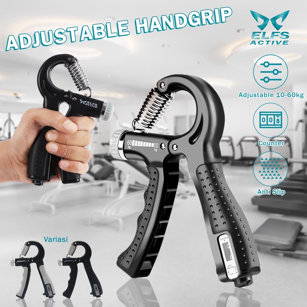 Jual Adjustable Hand Grip Counter 10-60 KG Gripper Training ELFS ACTIVE ...
