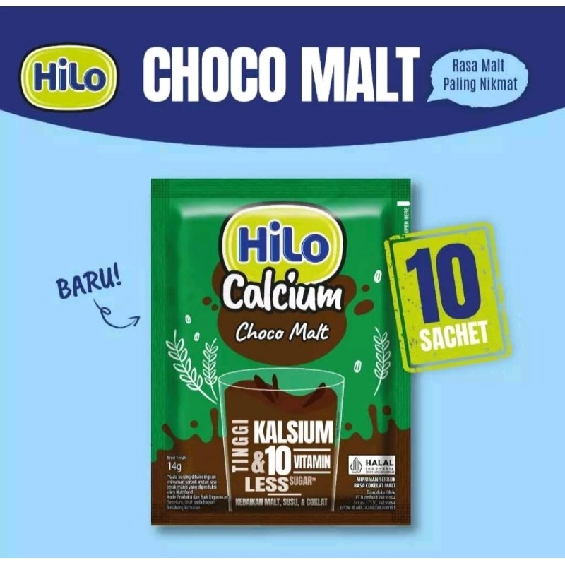 Jual HILO Calcium Choco Malt 14gr x 10 / 8 Sachet | Shopee Indonesia