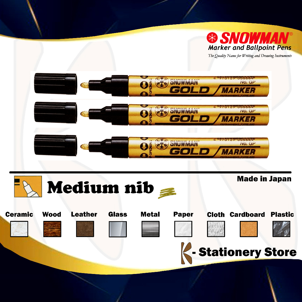 Jual Spidol Cat Permanent GOLD / EMAS – Original Snowman Paint Marker ...