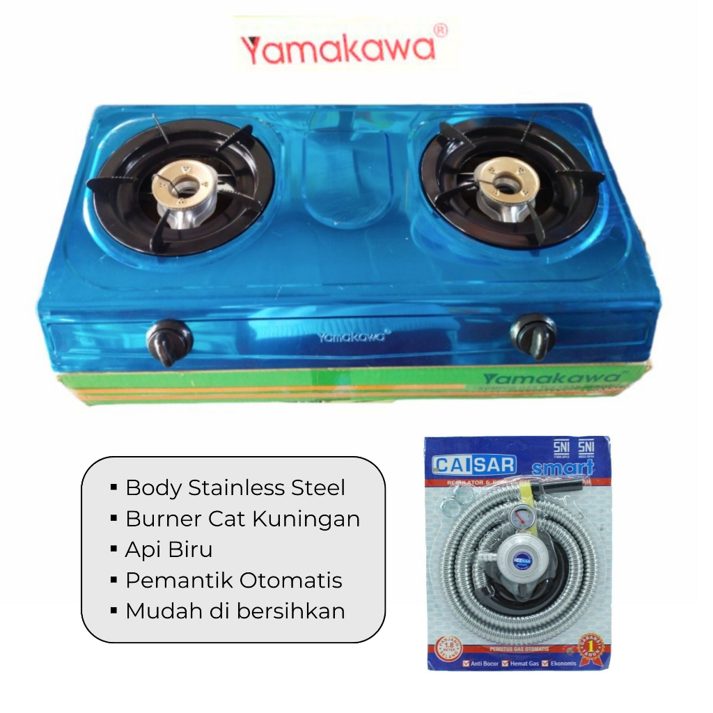 Jual Kompor Gas 2 Tungku Yamakawa Stainless Steel Burner Kuningan Api ...