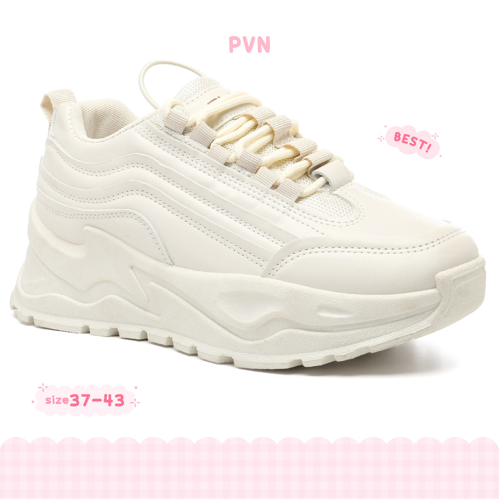 Jual PVN Taecyeon Sepatu Sneakers Wanita Casual Sport Shoes Cream Black ...