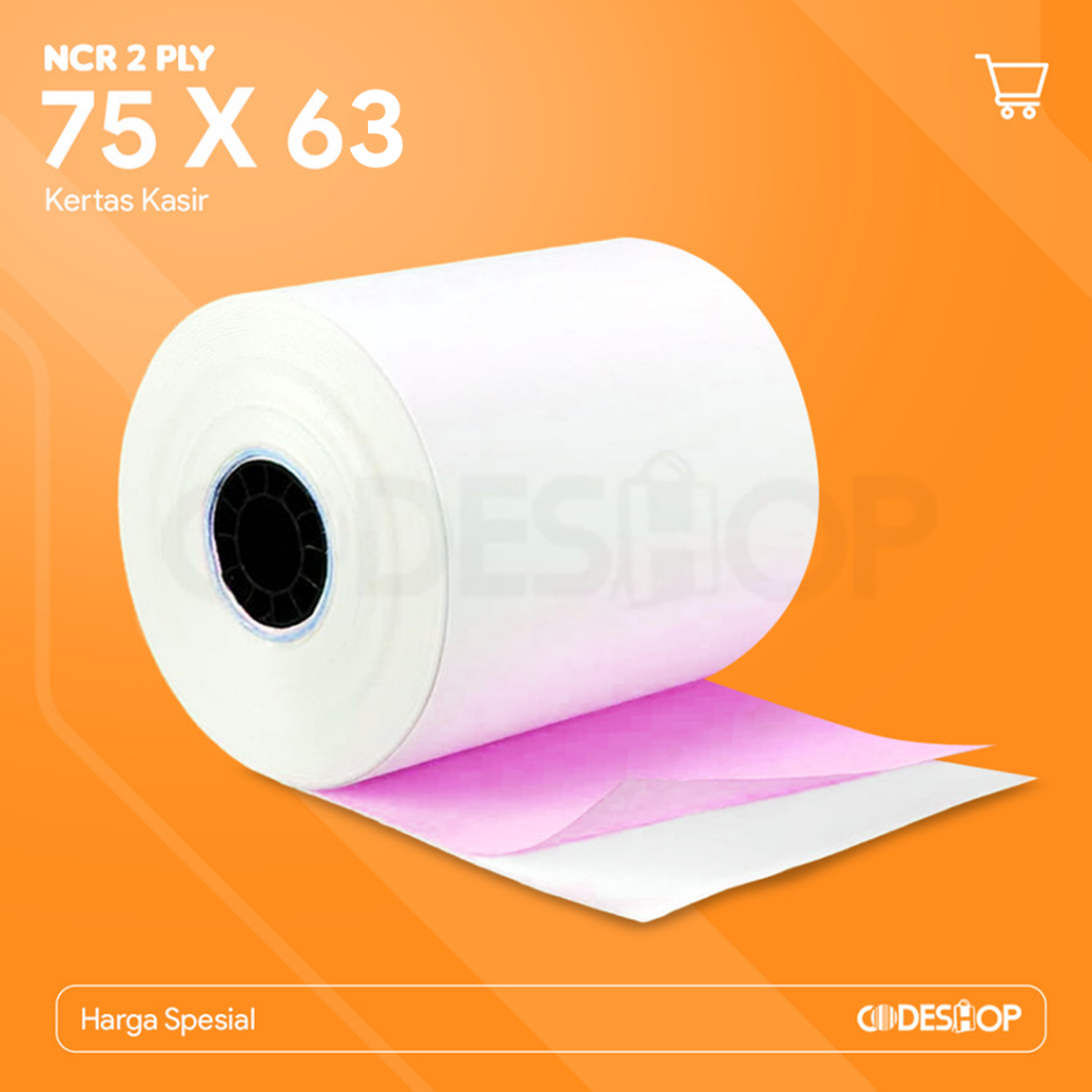 Jual 10 Roll Kertas NCR HVS 75x63 mm 2 Ply Struk Kasir Printer Dot ...