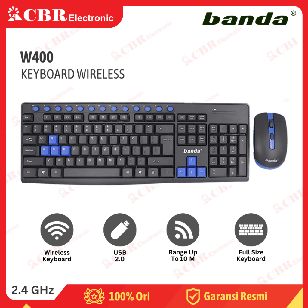 Jual Keyboard Wireless BANDA W400 (Keyboard + Mouse) | Shopee Indonesia
