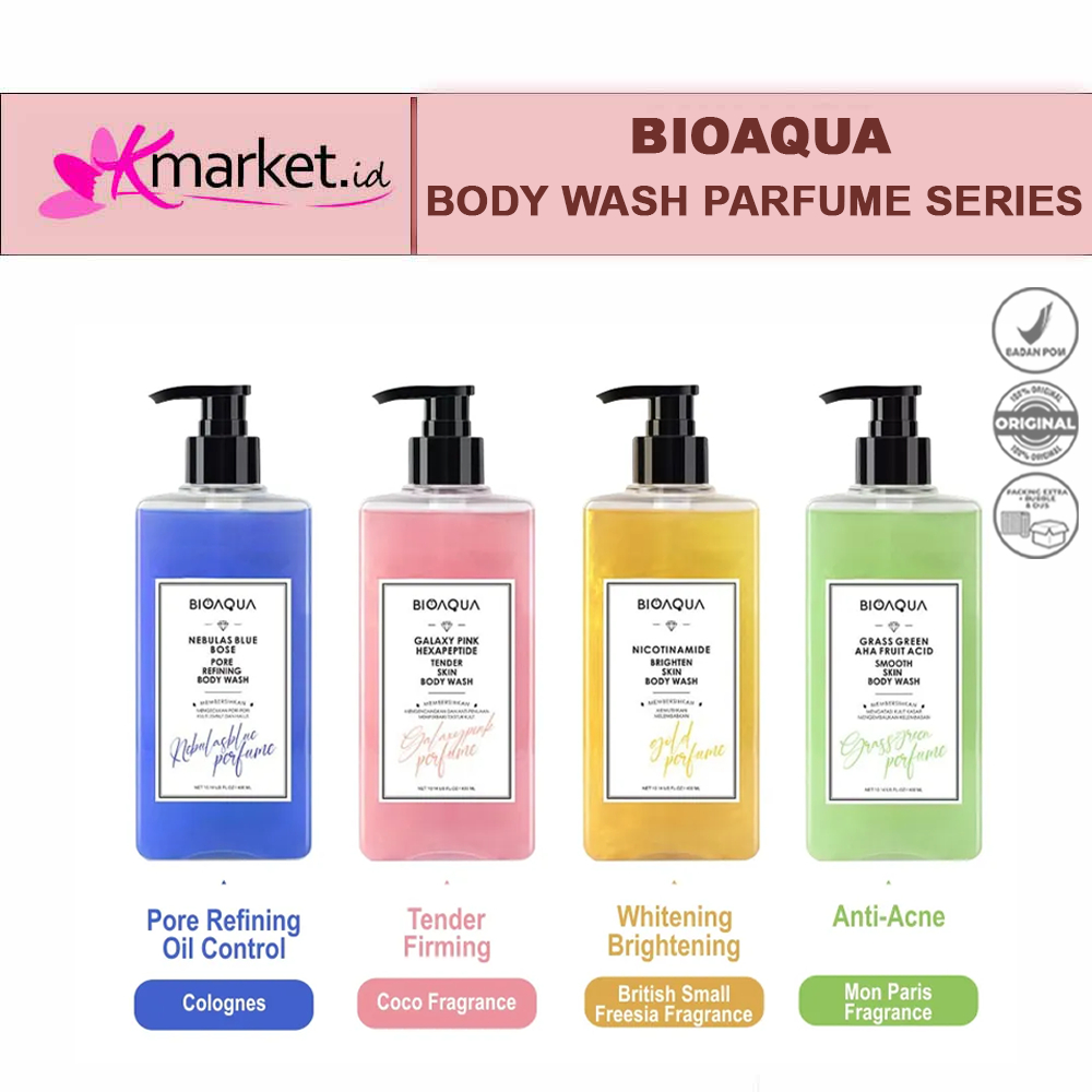 Jual BIOAQUA 24K BODY WASH | GRASS GREEN AHA FRUIT ACID SMOOTH SKIN | GALAXY PINK HEXAPEPTIDE ...