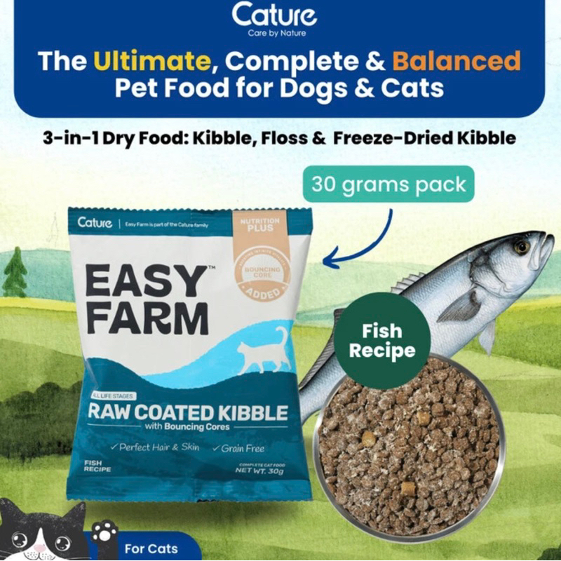 Jual Cature Easy Farm Dry Cat Food 3 In 1 Kibbles Fish 30gr | Shopee ...