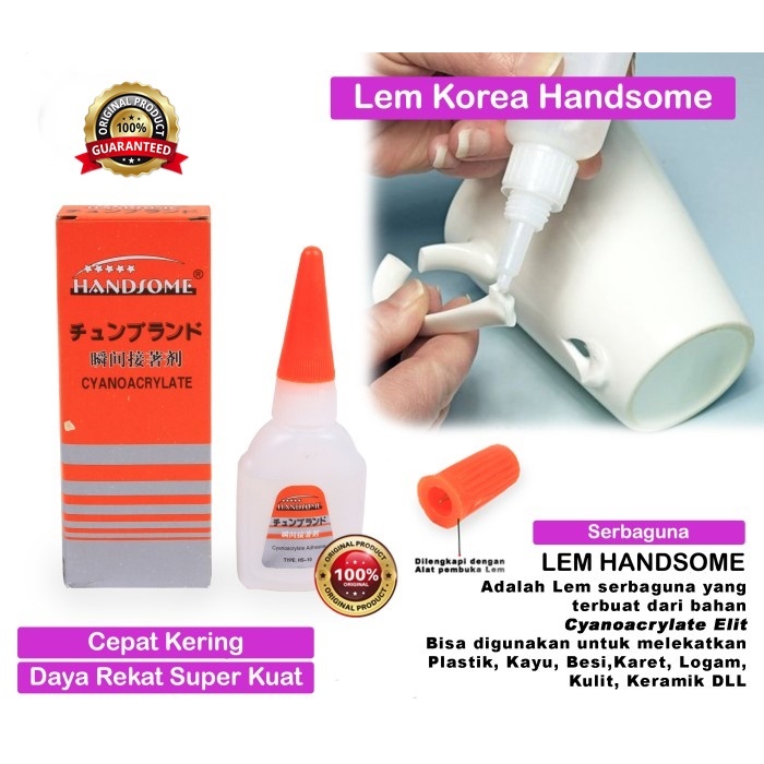Jual lem korea HANDSOME ORIGINAL / lem setan / lem super ethyl ...