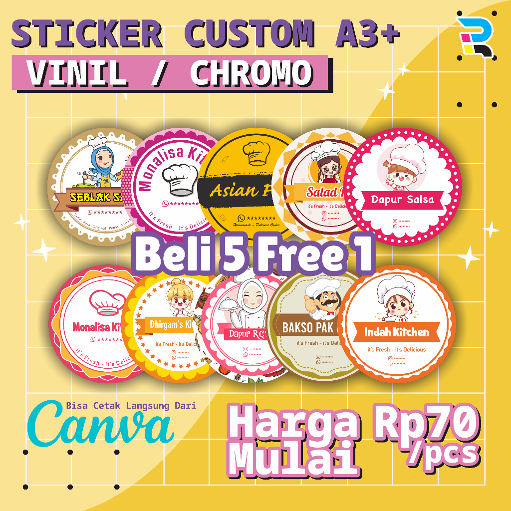 Jual Cetak Stiker Label Kemasan Makanan Logo Olshop Custom Sudah ...