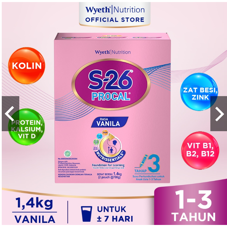 Jual SUSU ANAK S-26 PROCAL 1400GR WYETH S26 PROCAL 1,4KG PROCAL 1400 ...