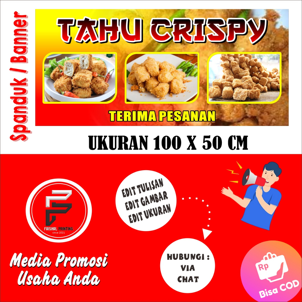 Jual Spanduk Tahu Crispy / Banner Tahu Krispi / Spanduk Tahu Ukuran 100 x 50 cm | Shopee Indonesia