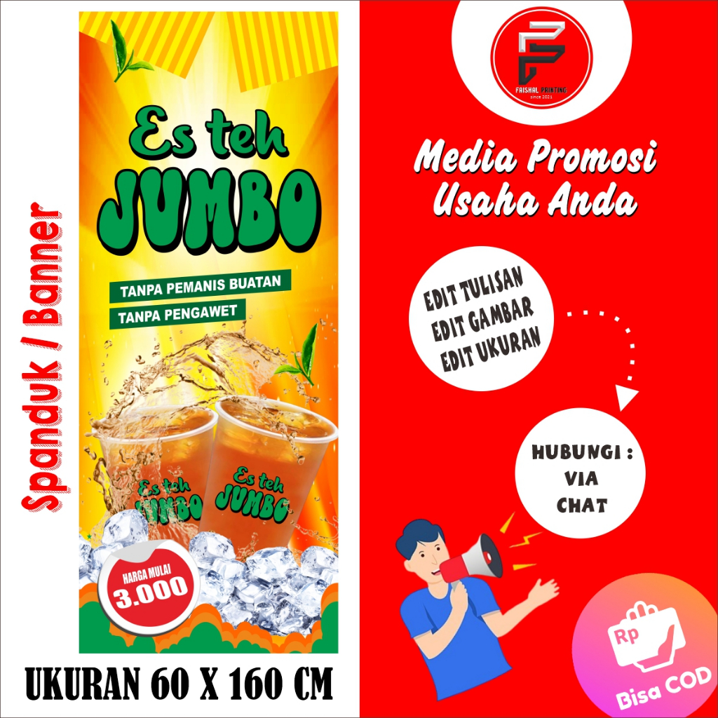 Jual Banner Es teh Jumbo / Spanduk Es teh Manis / Banner Es Teh Manis ...