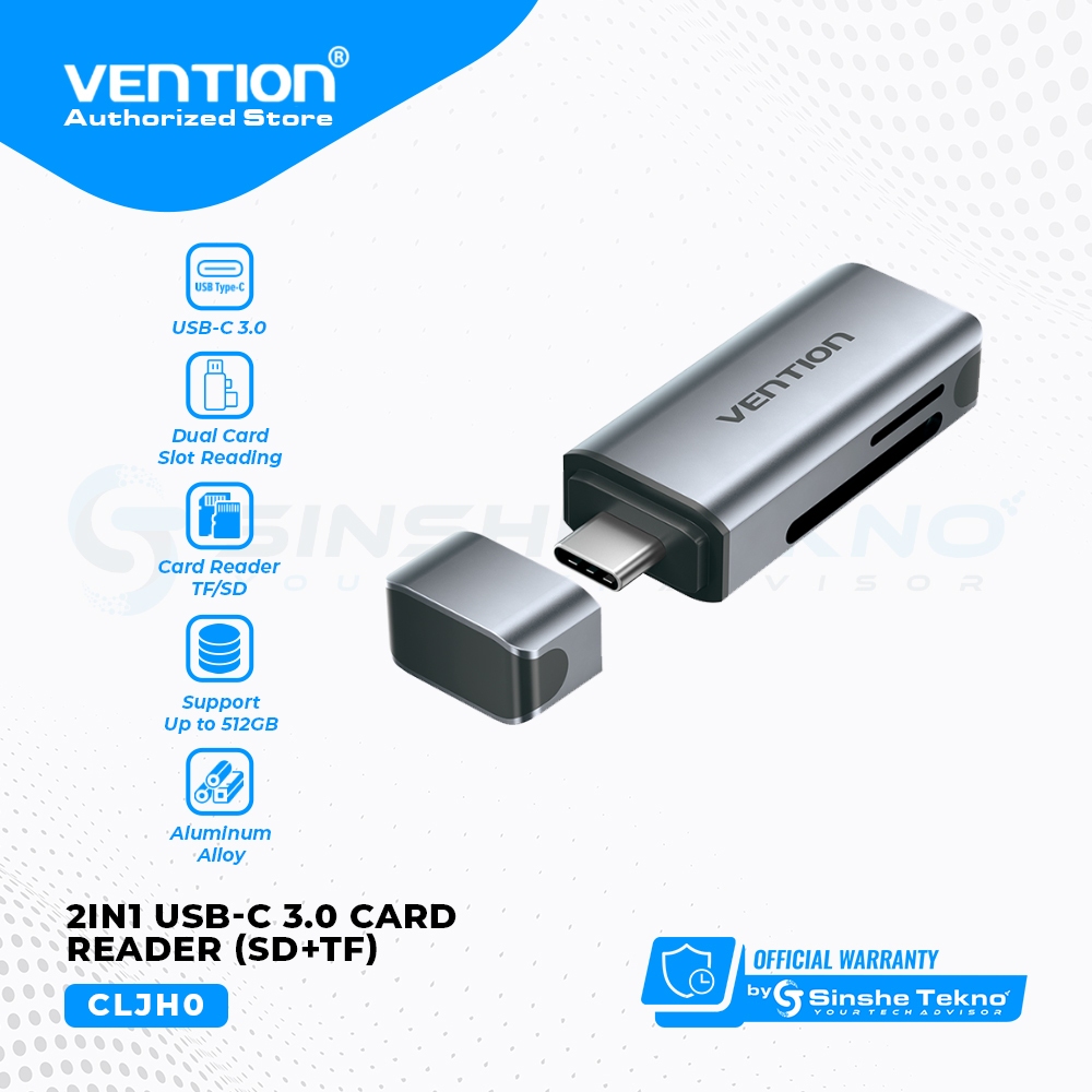 Jual Vention Card Reader 2in1 USB Type C Micro SD OTG High Speed ...