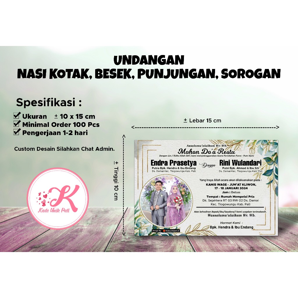 Jual CETAK UNDANGAN BESEK | UNDANGAN SOROGAN | UNDANGAN PUNJUNGAN ...