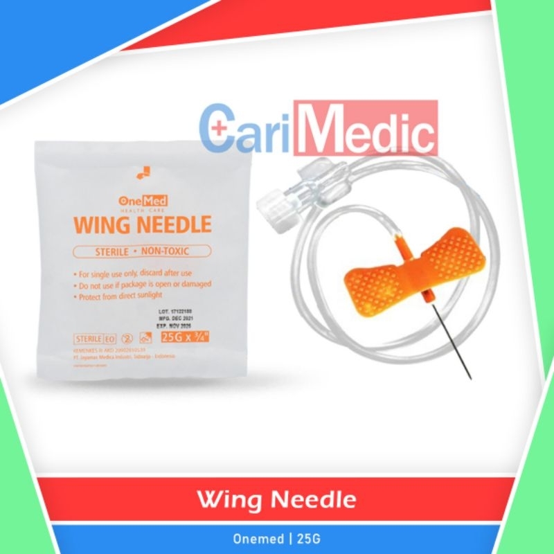 Jual Wing Needle Disposable OneMed Jarum Kupu-Kupu 23G 25G 27G | Shopee Indonesia