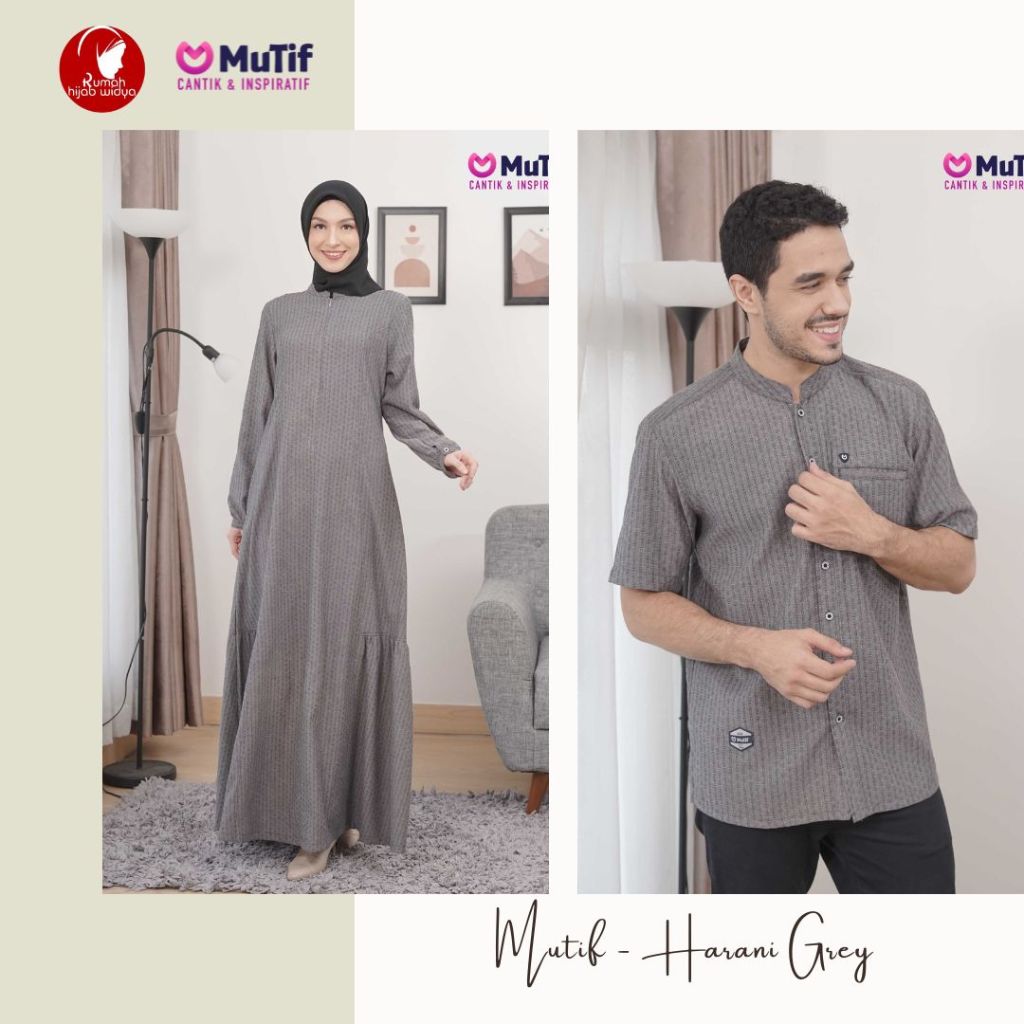 Jual Mutif Harani & Hamizan Grey Couple Series Koko Gamis Polos Motif ...