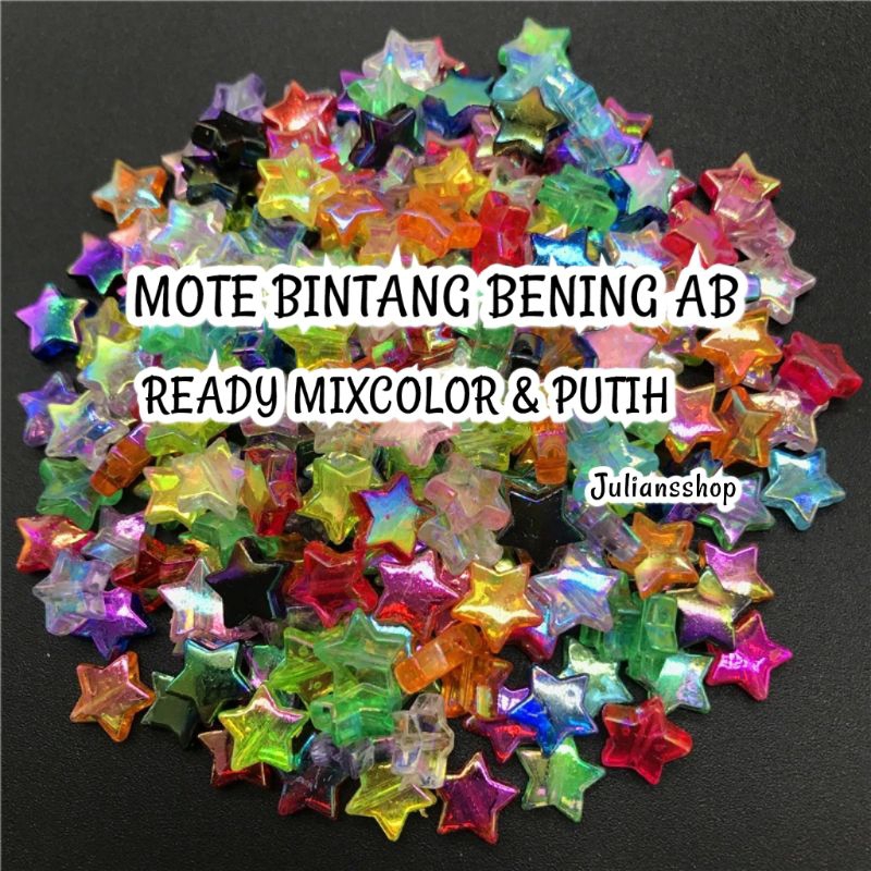 Jual 25 Gram Manik 11mm Bintang PELANGI AB Mote Bahan Craft DIY ...