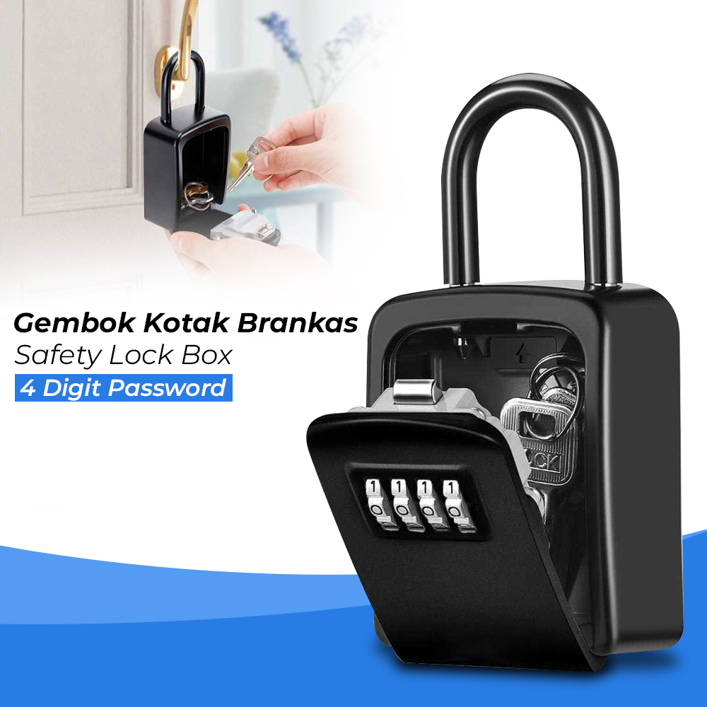 Jual Gembok Kotak Brankas Gembok pasword Safety Lock Box Metal 4 Digit ...