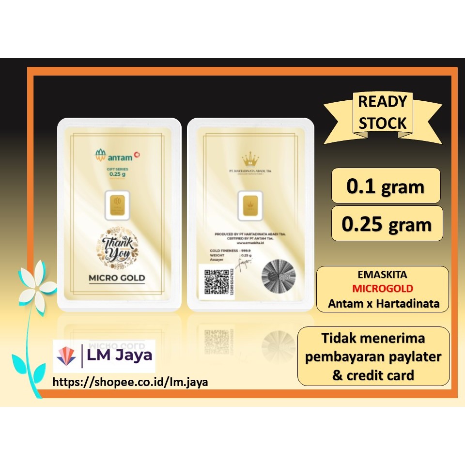 Jual Micro Gold Antam Hartadinata Thank You 0.25 gr Thank You 0.1 gr ...