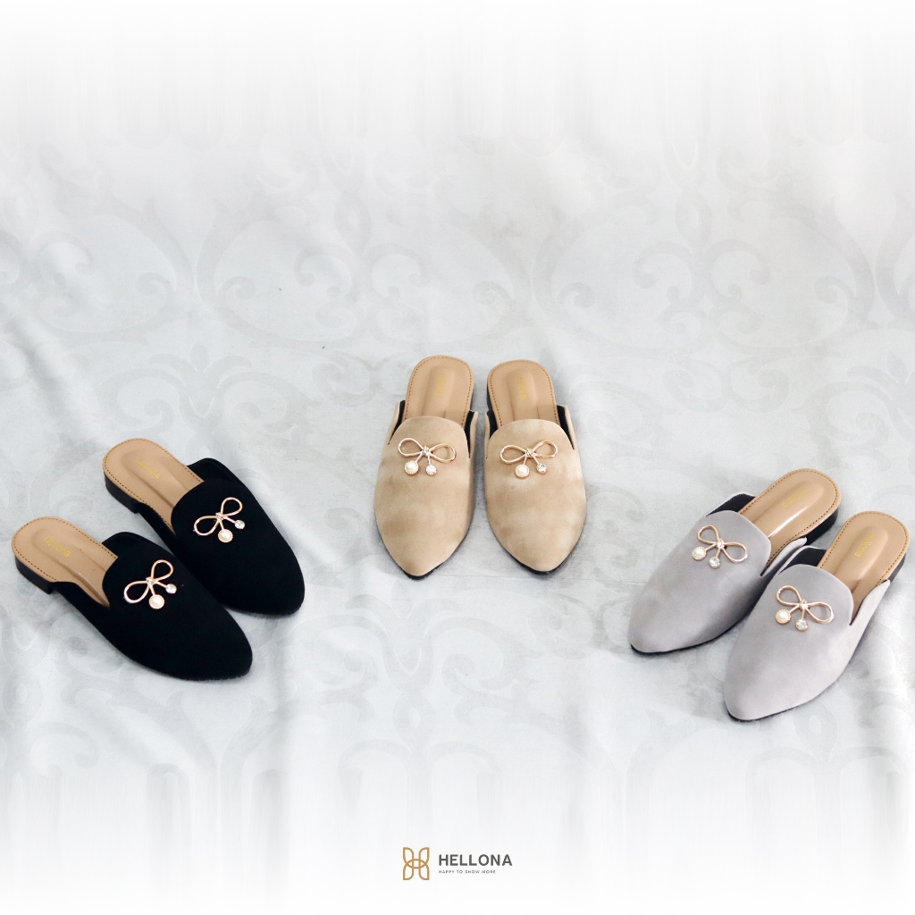 Jual HELLONA VEERA Sepatu Flat Shoes Selop Wanita Cantik Sol Karet ...