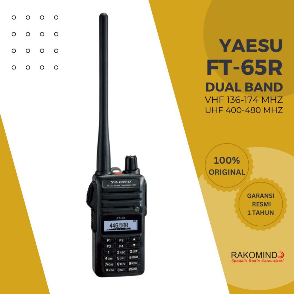 Jual HT Yaesu FT-65R Dual Band frekuensi VHF 136-174 MHz UHF 400-480 MHz | Shopee Indonesia