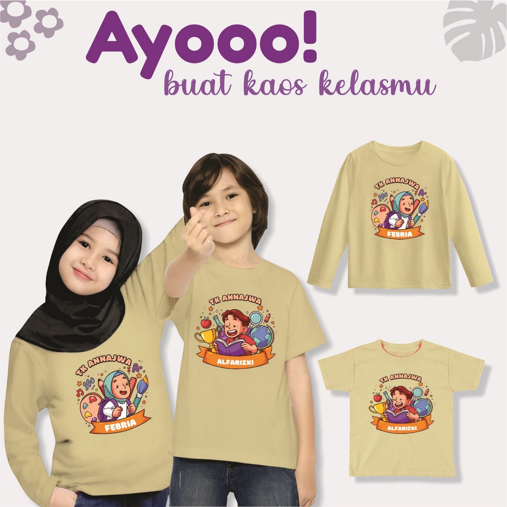 Jual Sablon Kaos Custom Kelas Anak Laki laki Perempuan Paud Sekolah Dasar SD Banyak Motif ...