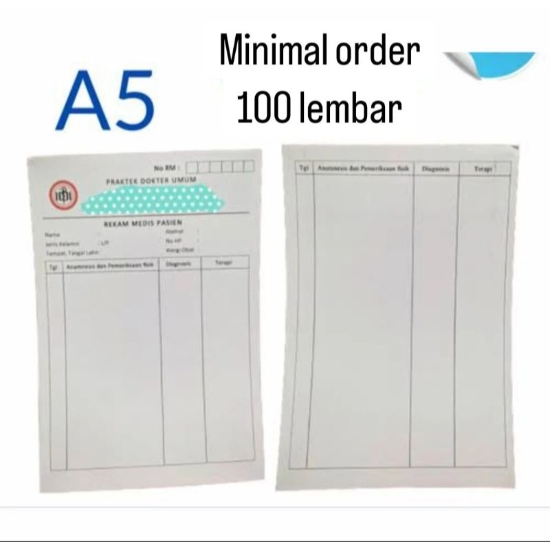 Jual Cetak Kartu Rekam Medis Kartu KB Dokter Bidan Puskesmas klinik ...