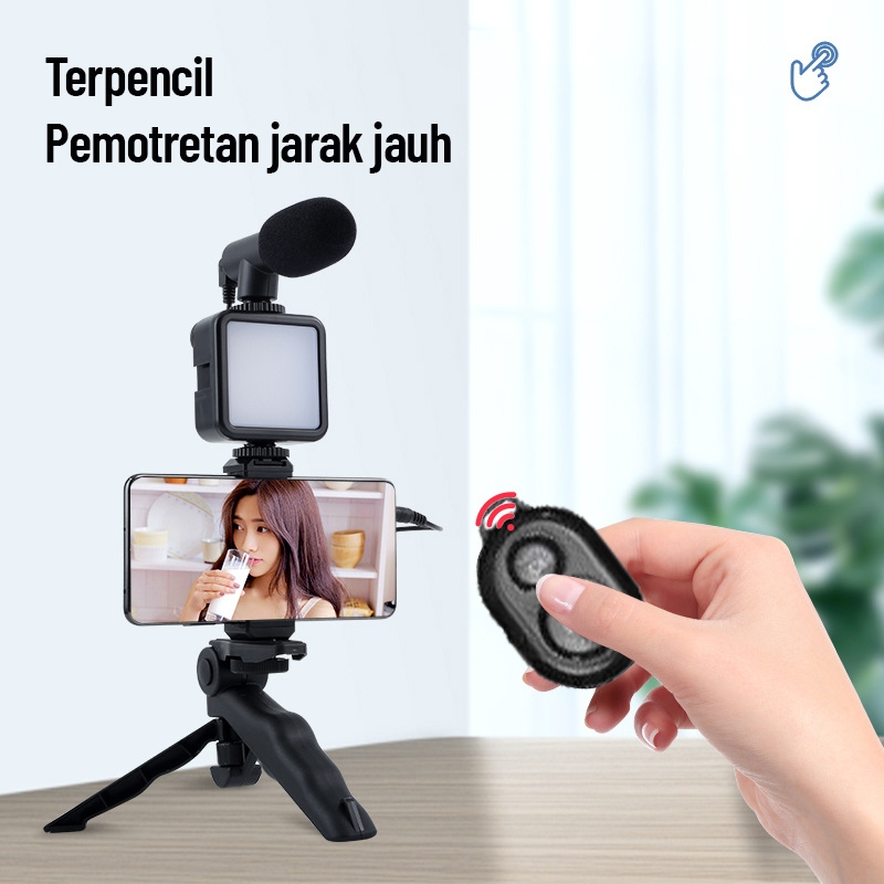 Jual Vlogging KIT Paket Vlog 5 Item LED Video Light Phone Holder Tripod ...